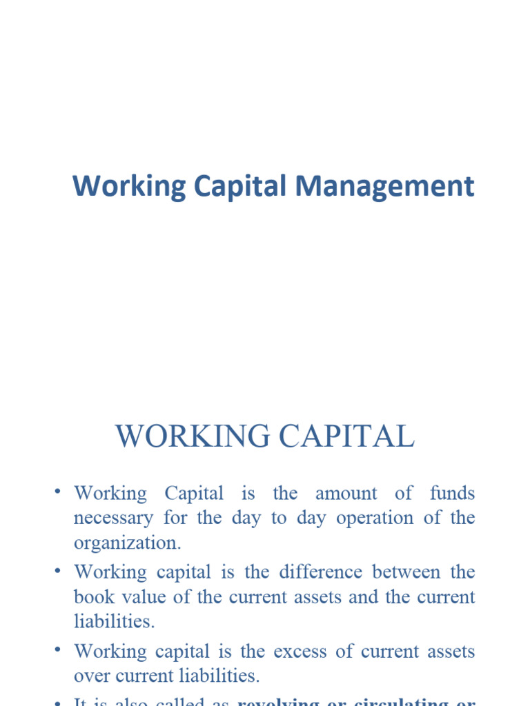 Unit -5 (Working Capital) | PDF | Working Capital | Private Sector