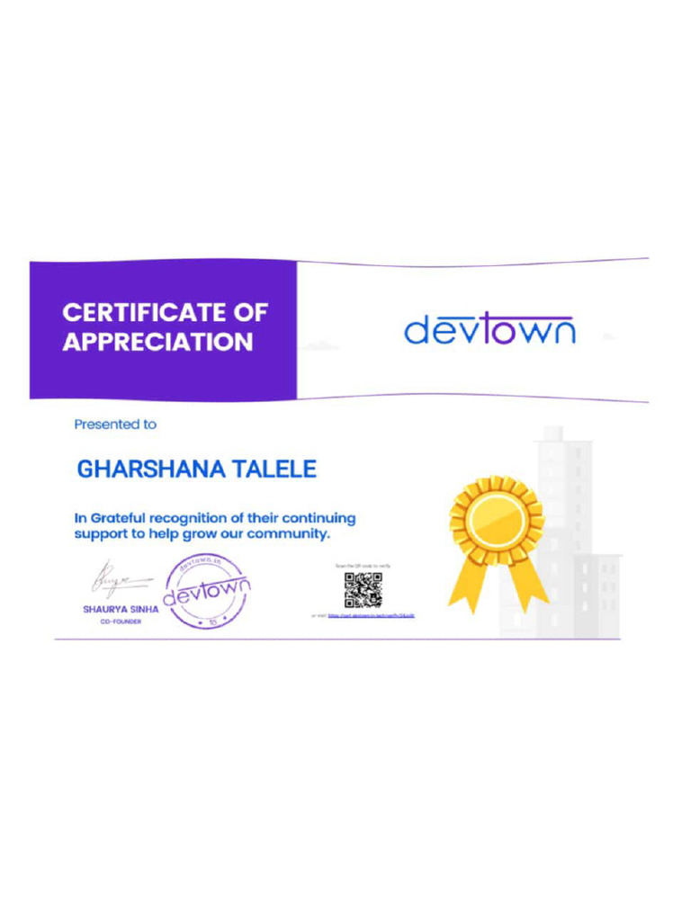 devtown certificates | PDF