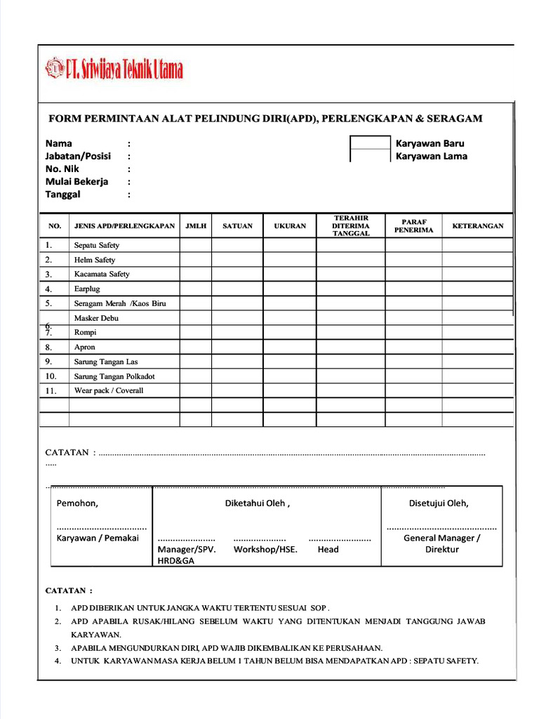 PDF Blank Form Permintaan Apd Compress | PDF