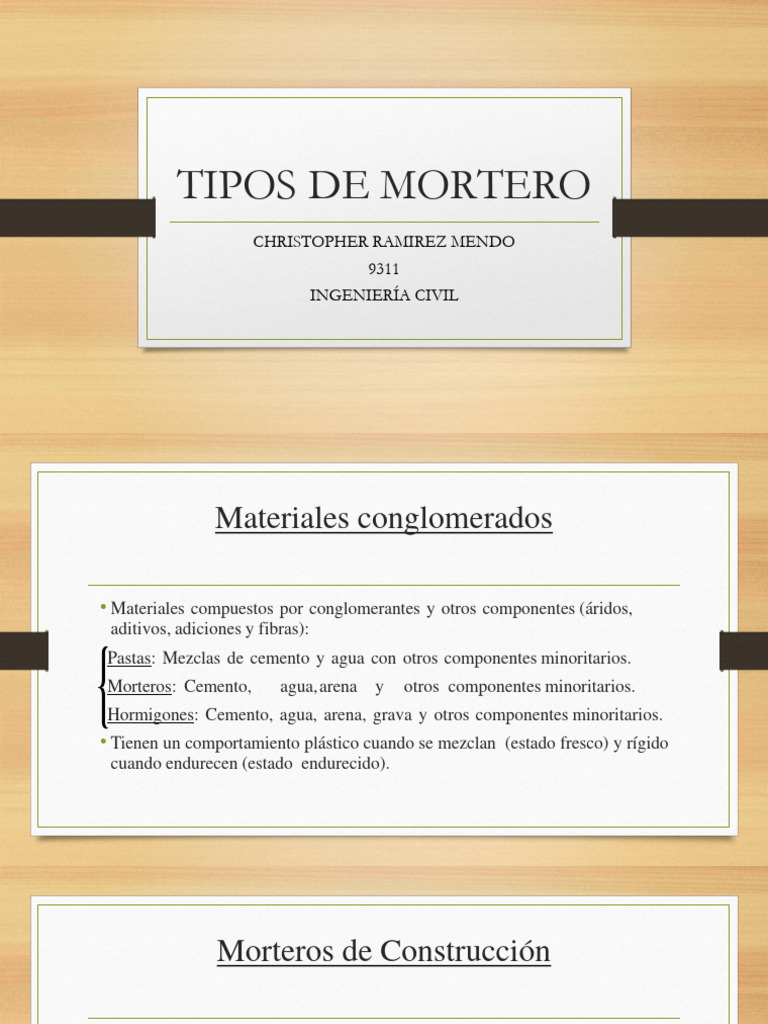 Tipos de Mortero | PDF | Cemento | Mortero (Albañilería)