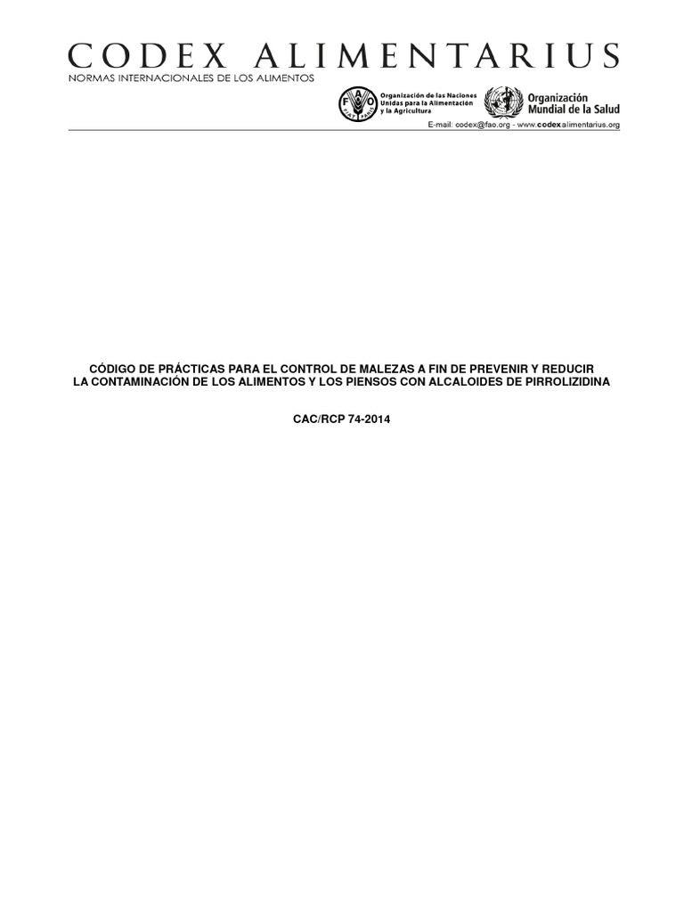 CXC 74-2014 - Control de Malezas A Fin de Prevenir y Reducir La Contaminación de Los Alimentos y ...