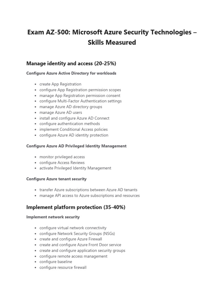 Az 500 Microsoft Azure Technologies | PDF | Microsoft Azure | Computer ...