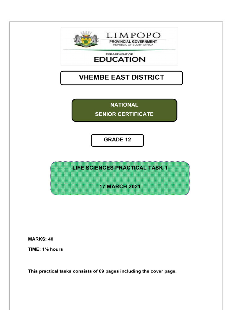 Life Sciences Practical Task 1 Grade 12 2021 | PDF | Translation ...
