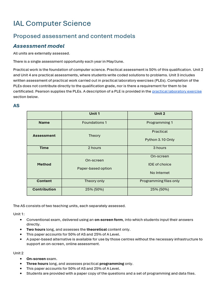 IAL CS Assessment and Content Models V1 | PDF | Computer Programming | Databases