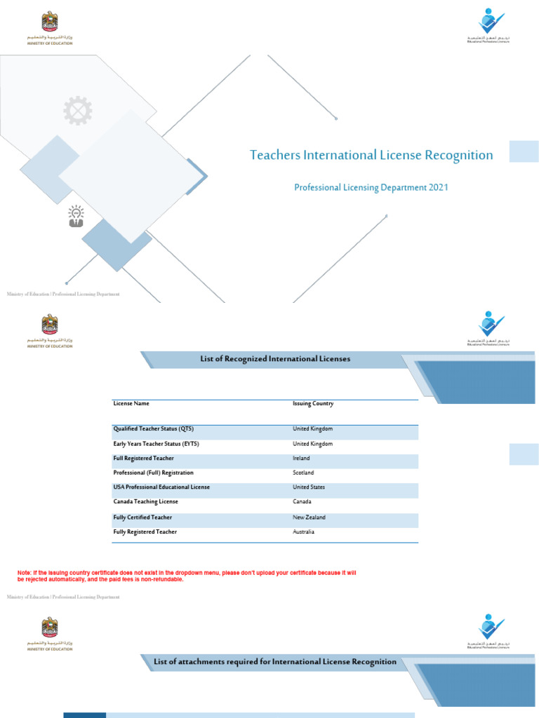 Teachers International License Recognition | PDF | Teachers | Fee