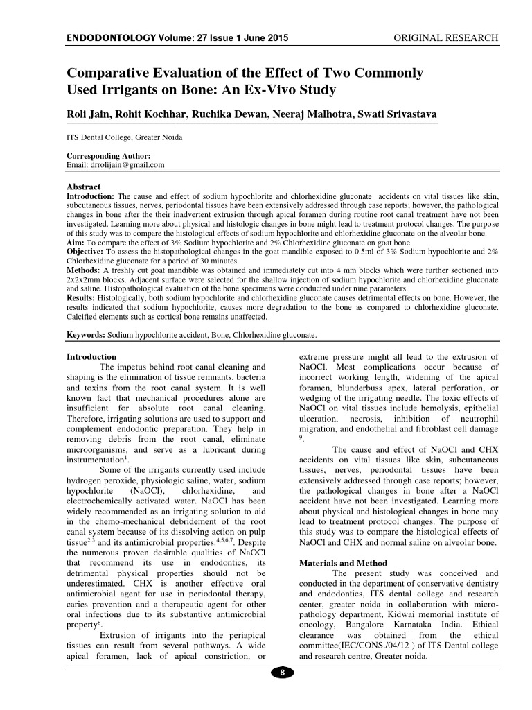 Comparative Evaluation Of The Effect Of Two Commonly Used Irrigants On