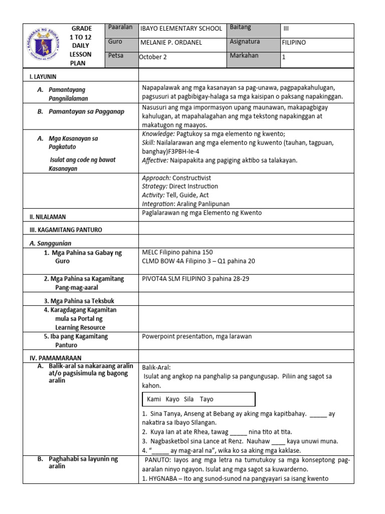 DLP - Filipino 3 - q1 Wk6 | PDF
