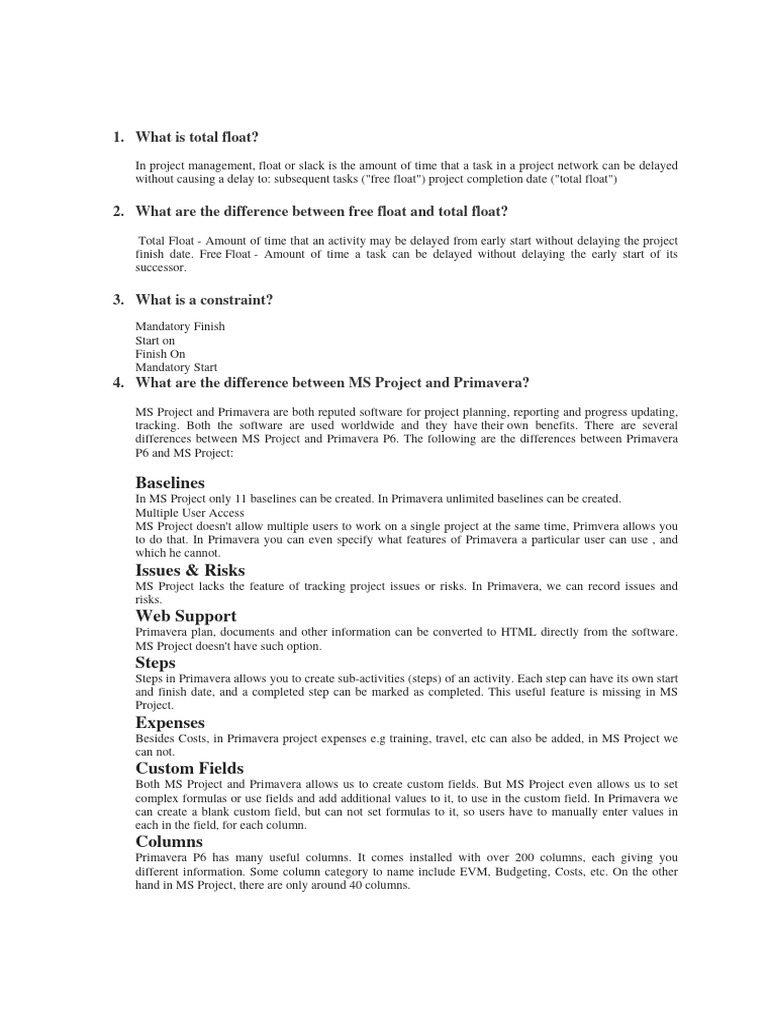 Planning Engineer Interview Questions | PDF | Computing