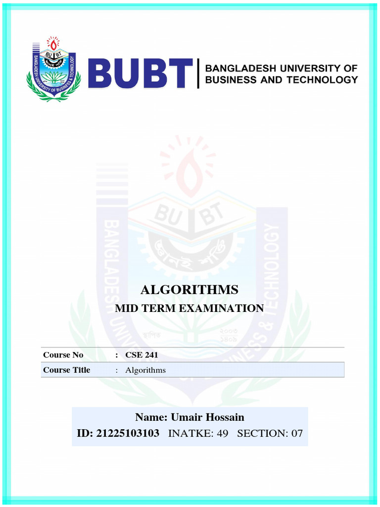 Cse 241 Algorithms Midterm Pdf Dynamic Programming Algorithms
