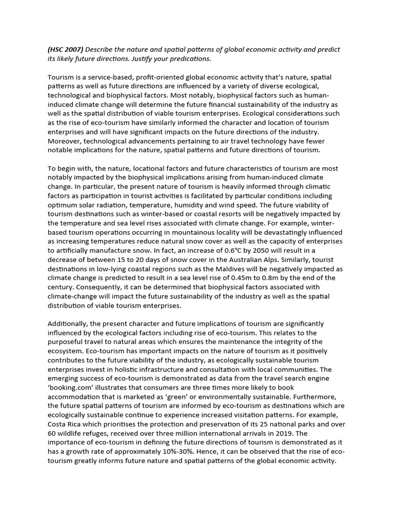 Geography HSC Nature, Spatial Patterns & Future Directions | Download Free PDF | Tourism ...