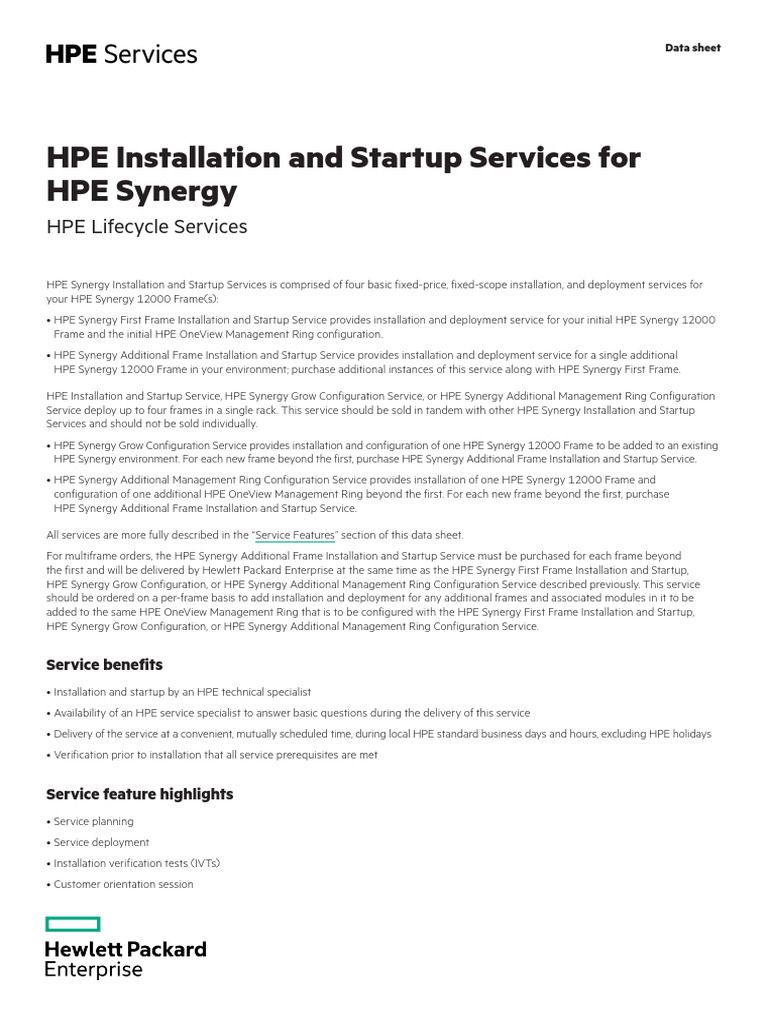 HPE Installation and Startup Services For HPE Synergy-4aa6-5014enw ...