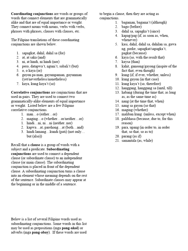 Coordinating Conjunctions | PDF | Grammar | Syntax