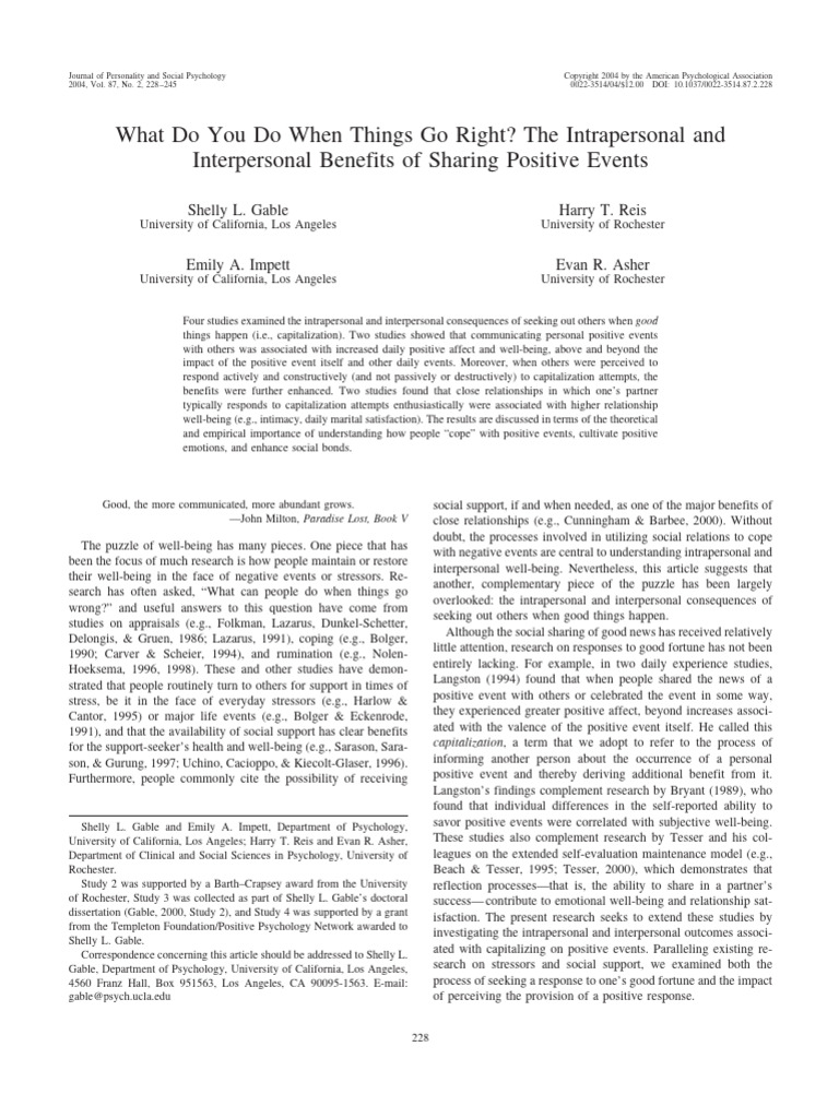 ACR What Do You Do When Things Go Right The Intrapersonal and ...