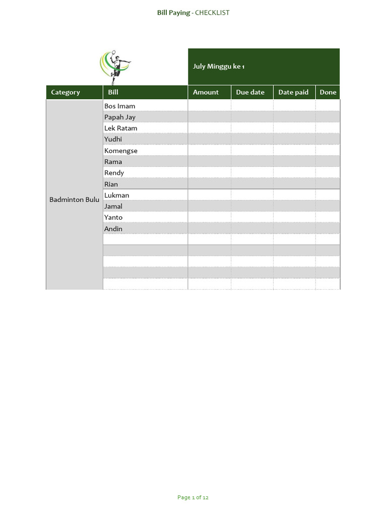 Bill Paying Checklist1 | PDF