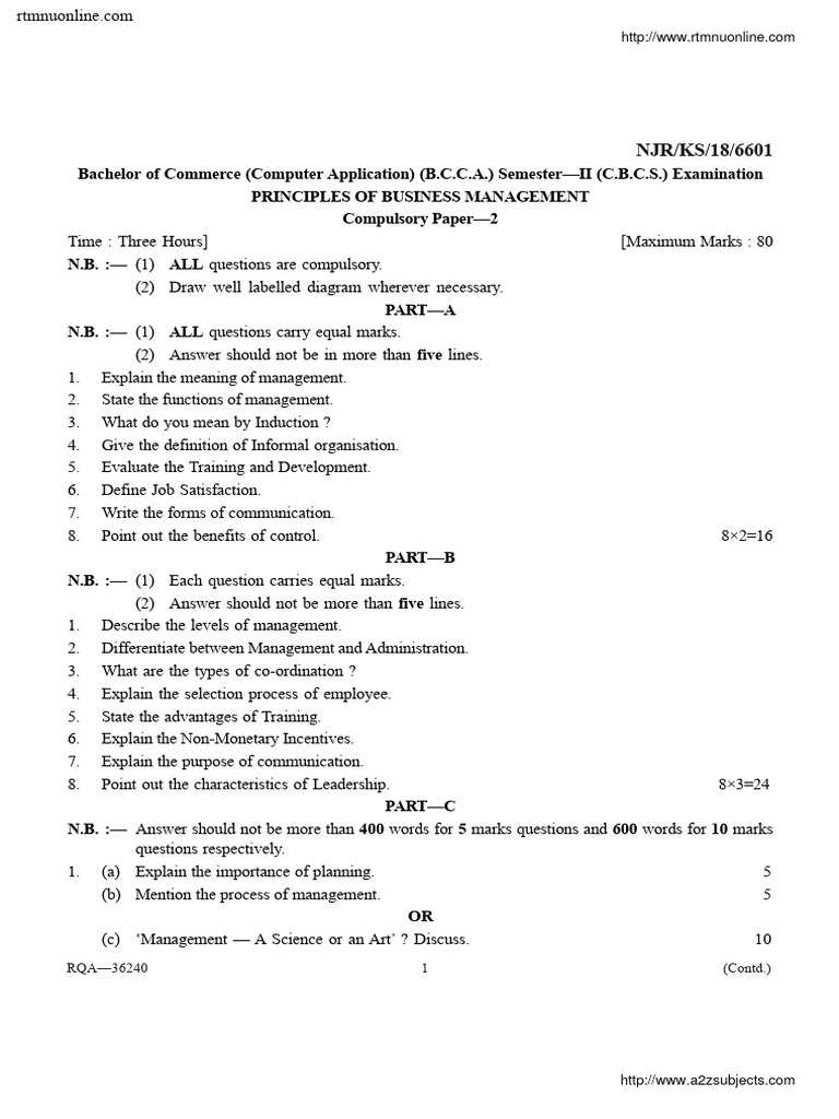 Business Management Principles Exam Guide | PDF | Incentive ...