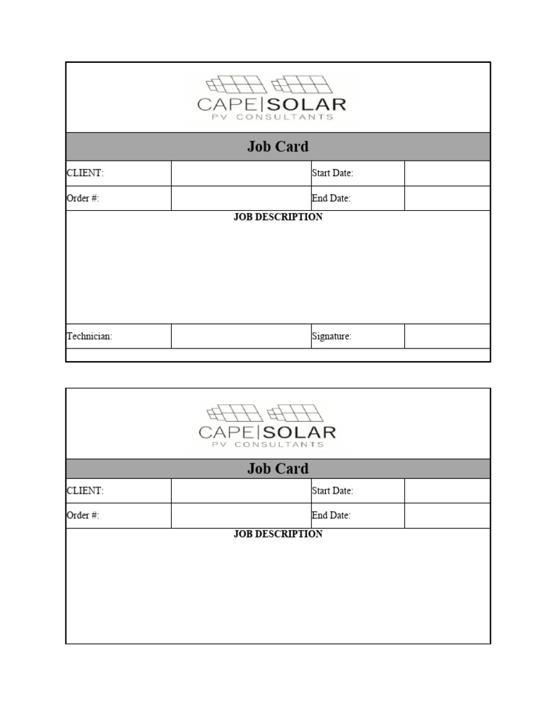 Job Card | PDF