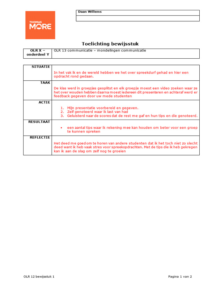 Olr 13 Bewijsstuk 1 | PDF