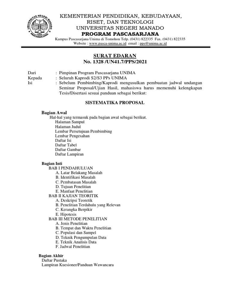 PANDUAN Sistematika Proposal | PDF