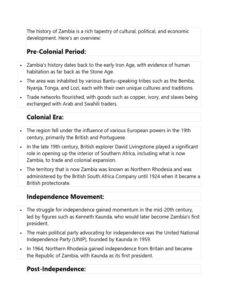 History of Zambia | PDF | Zambia | Economies