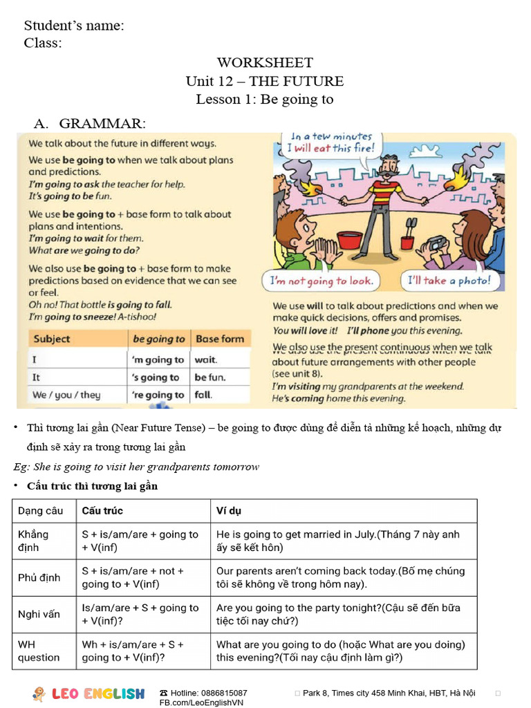 Worksheet Unit 12 - The Future Lesson 1 - Be Going To | PDF | Career ...