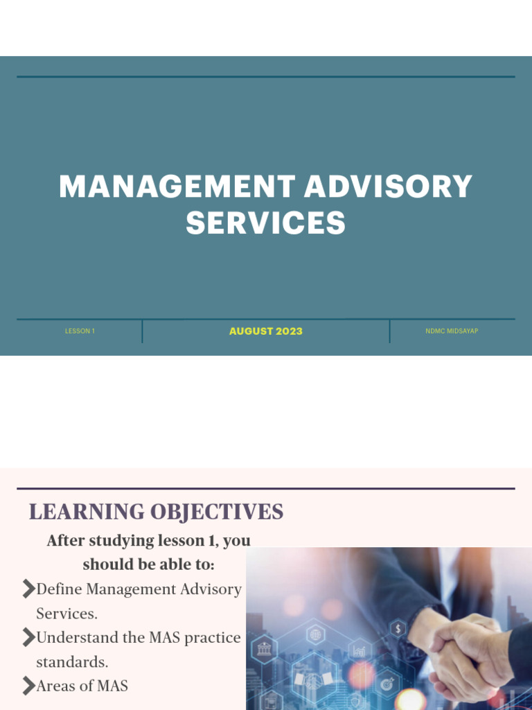 Lesson 1 - MAS | PDF | Consultant | Accounting