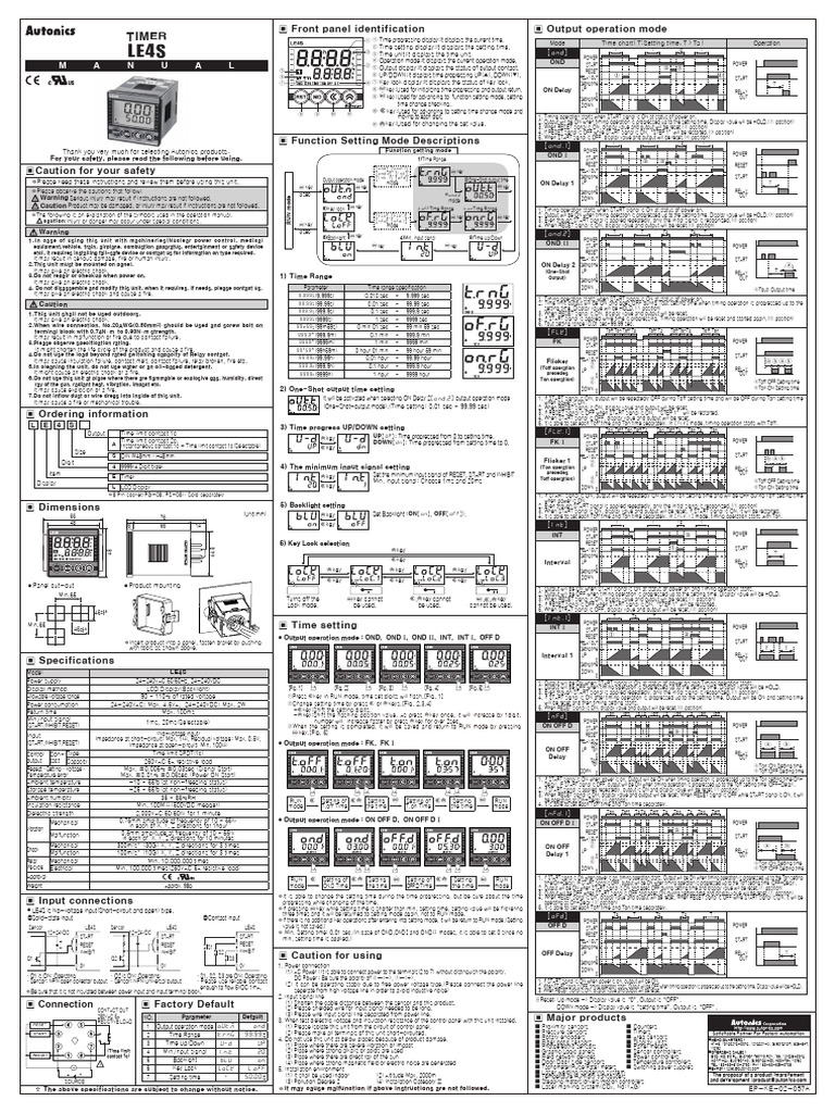 Autonics LE4S Manual | PDF | Relay | Electricity
