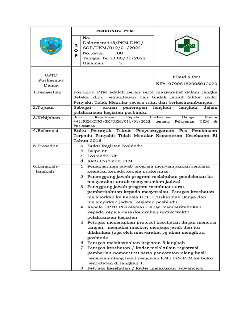 Sop Posbindu 2023 | PDF | Kesehatan Holistik