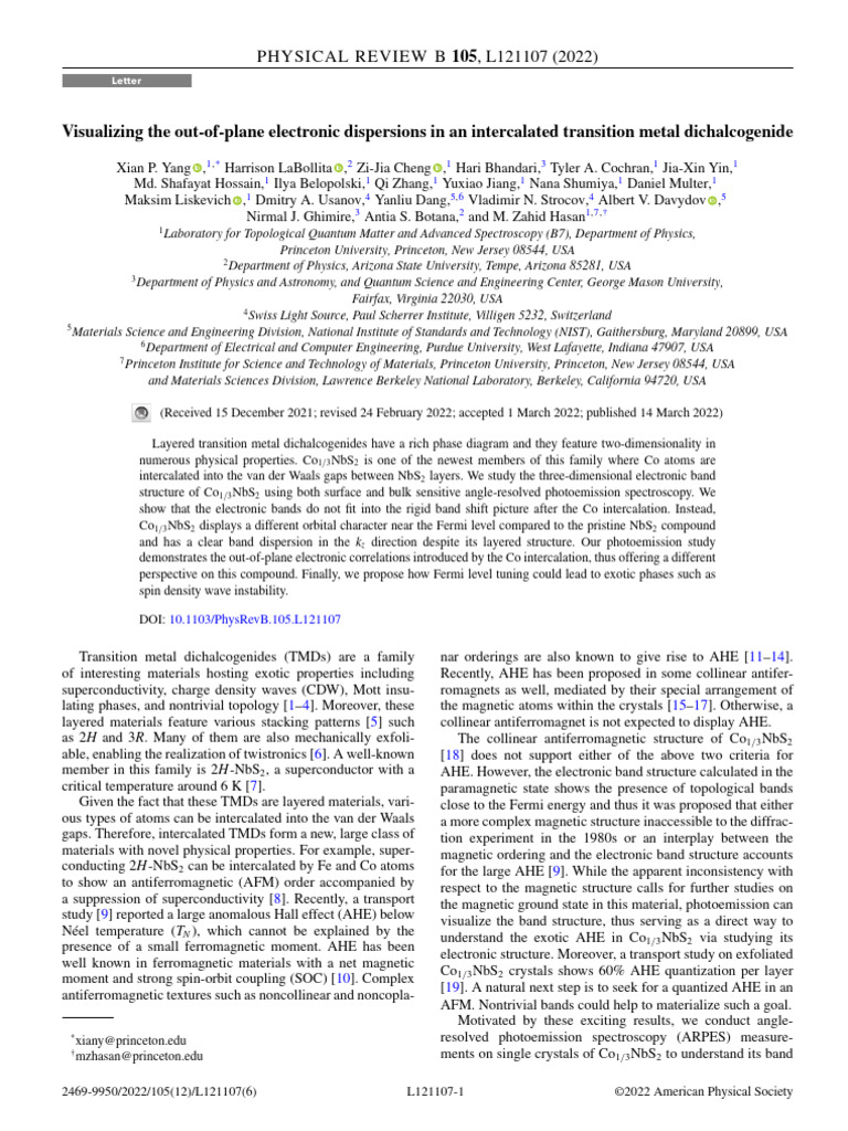 Visualizing The Out-Of-plane Electronic Dispersions in An Intercalated ... Visualizing The Out-Of-plane Electronic Dispersions in An Intercalated ...