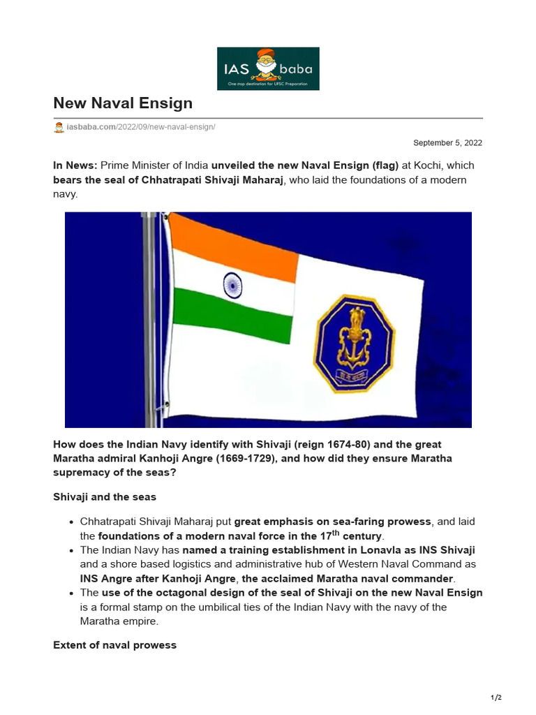 New Indian Naval Ensign Unveiled | PDF | Naval Warfare | Navies