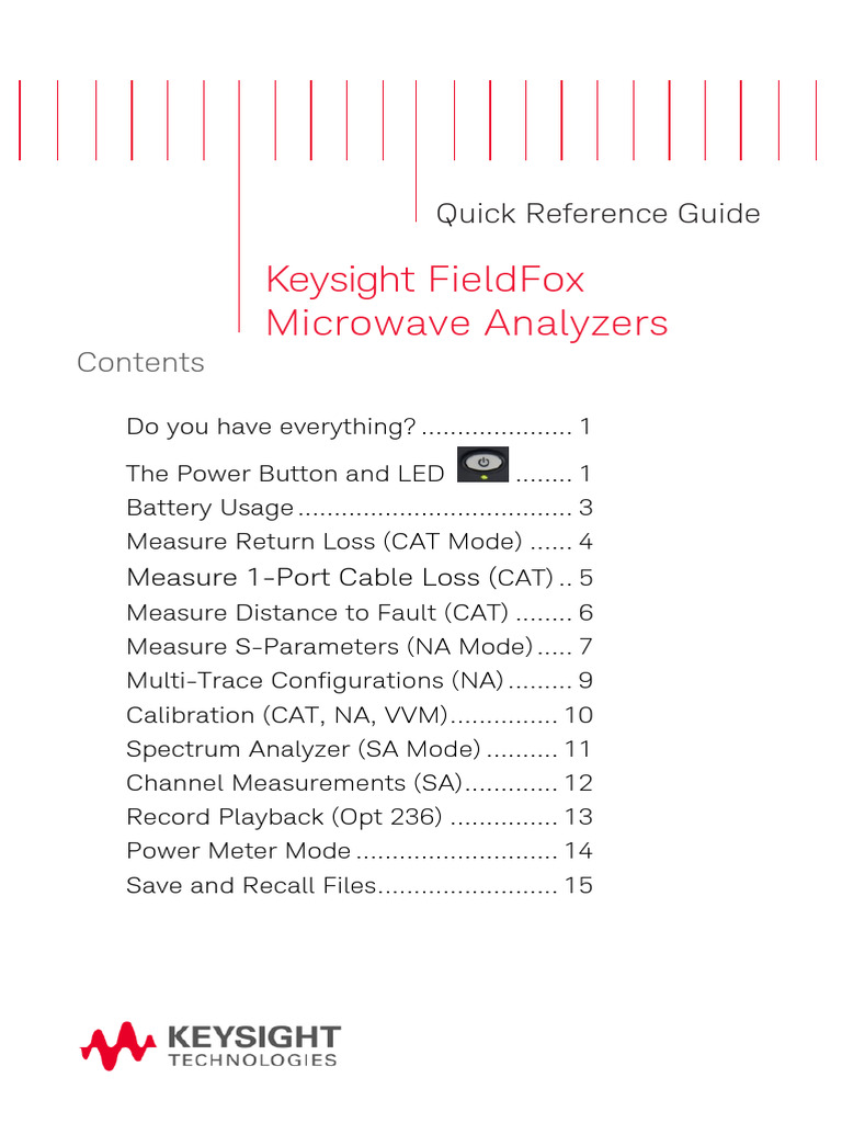 N9927-90002 - FieldFox - Microwave Analyzers - Quick Reference Guide | PDF | Usb Flash Drive | Usb