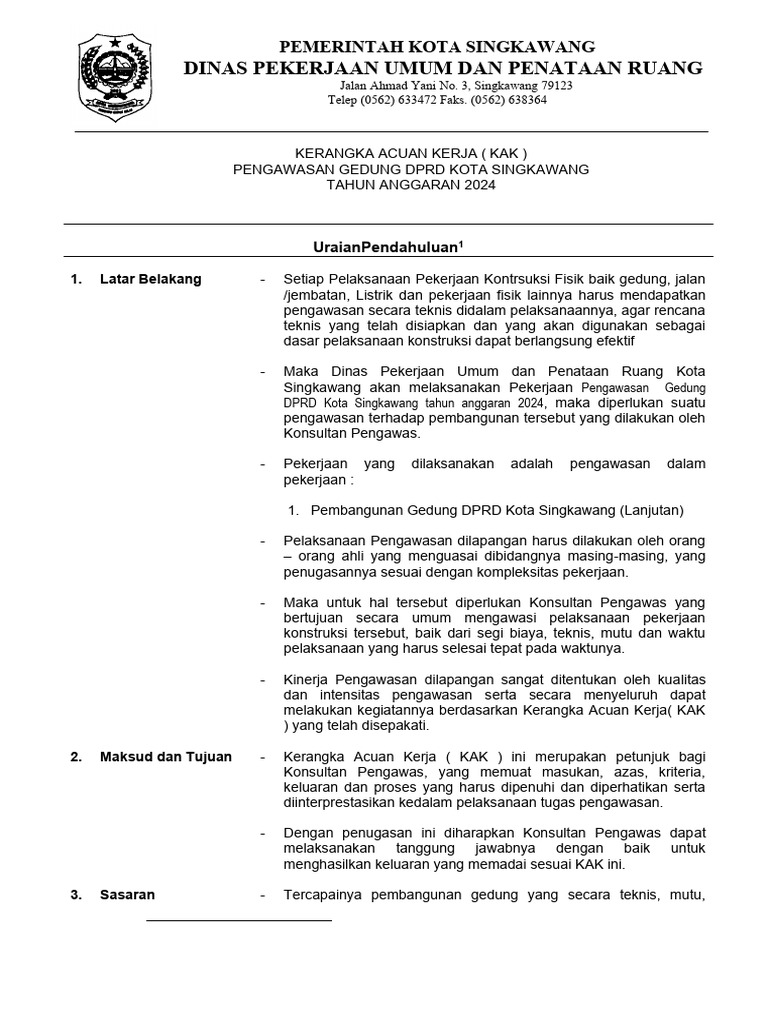 KAK Pgws Gedung DPRD | PDF | Seni | Komputer