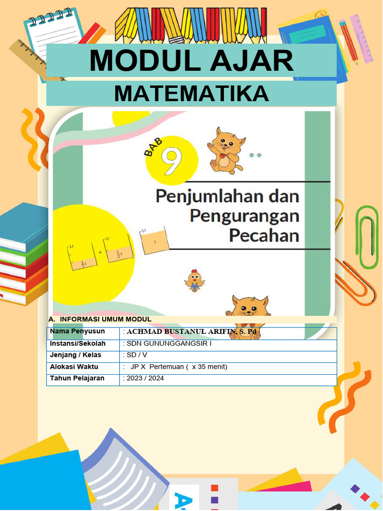 Modul Ajar MTK Kelas 5 - BAB 9 PMM | PDF
