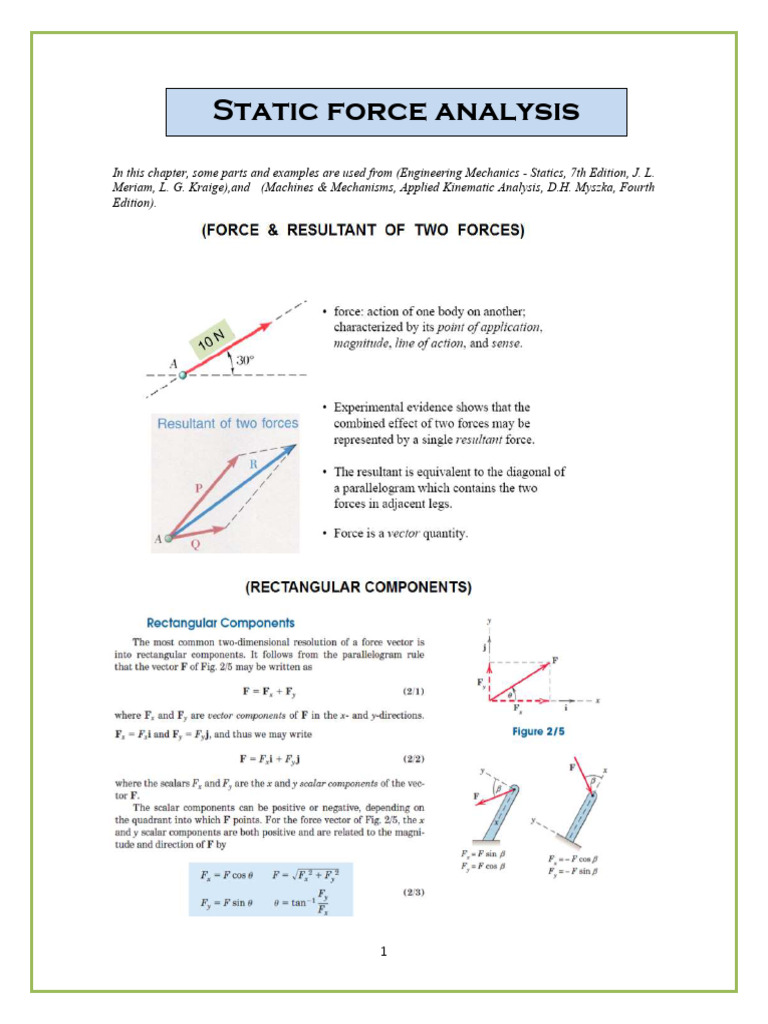 20 Force Analysis Static 1 | PDF