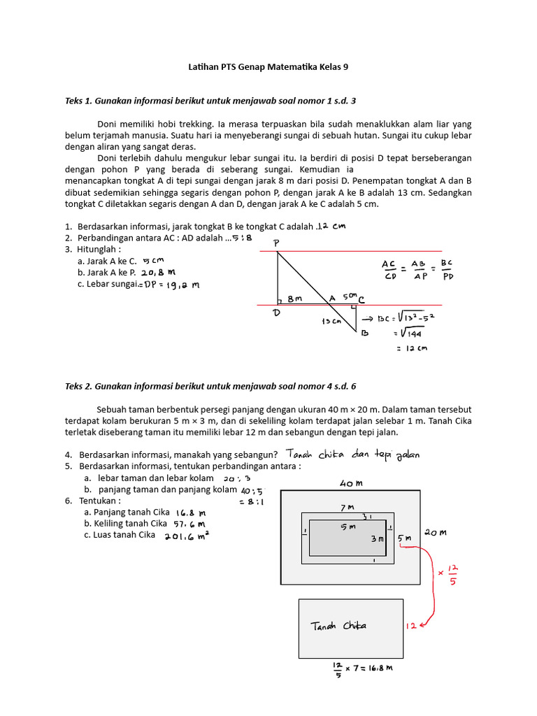 Latihan PTS Genap Matematika Kelas 9 | PDF