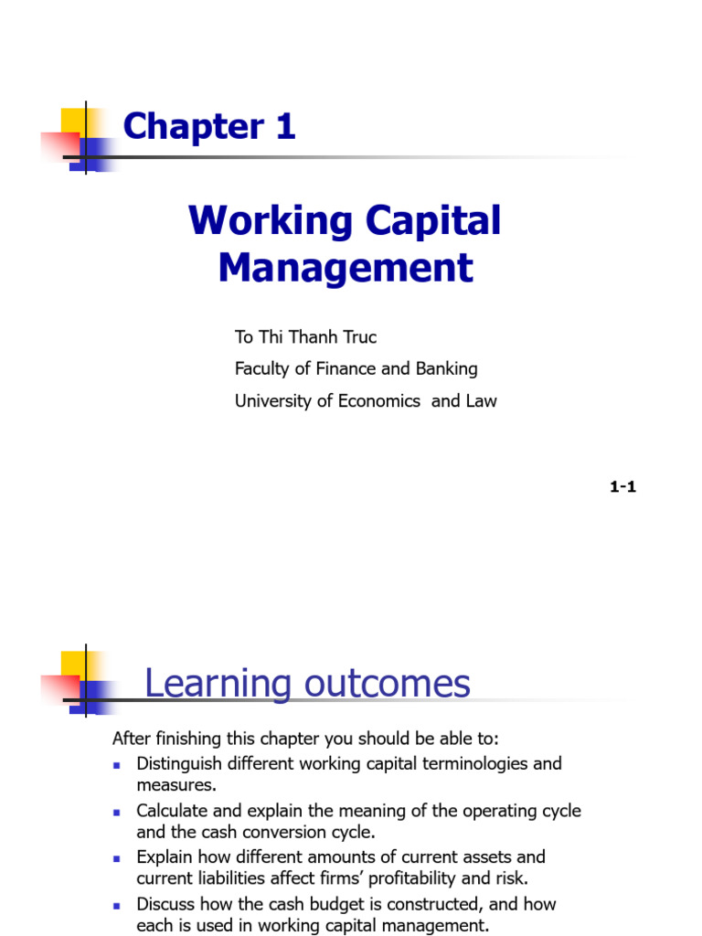 Chapter 1 Working Capital Management | Download Free PDF | Working Capital | Loans