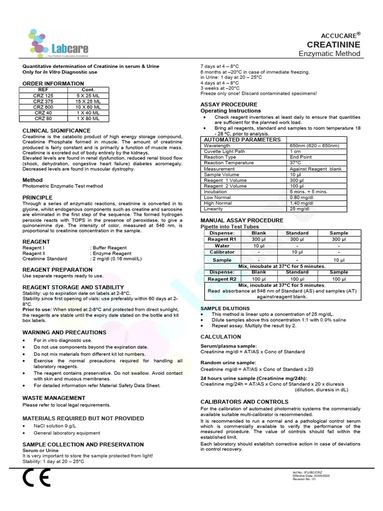 31 32 Creatinine Enzymatic | PDF | Creatinine