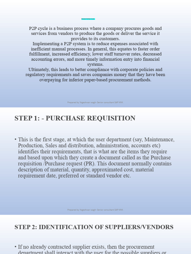 P2P Cycle Guide for SAP MM Users | PDF | Procurement | Supply Chain