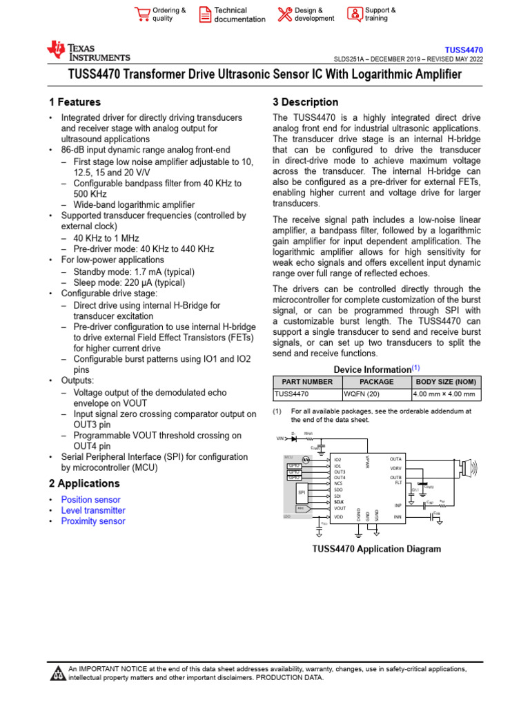 Ultrasonic Sensor IC for Engineers | PDF | Amplifier | Electrostatic Discharge