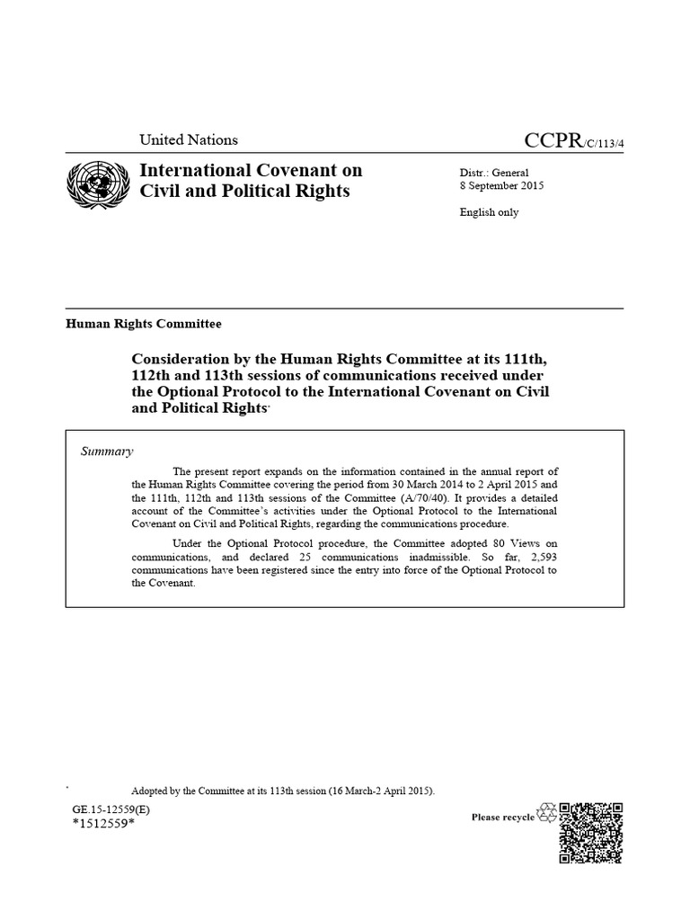 CCPR C 113 4 24006 e | PDF | Treaty | Asylum Seeker