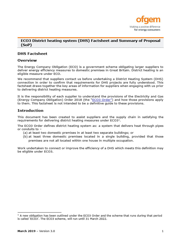 Eco3 Dhs Factsheet v1.0 | PDF | District Heating | Cogeneration