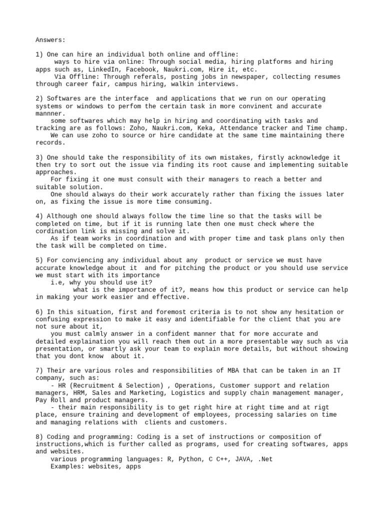 ROUND 1 Answers | PDF | Customer Relationship Management | Computing