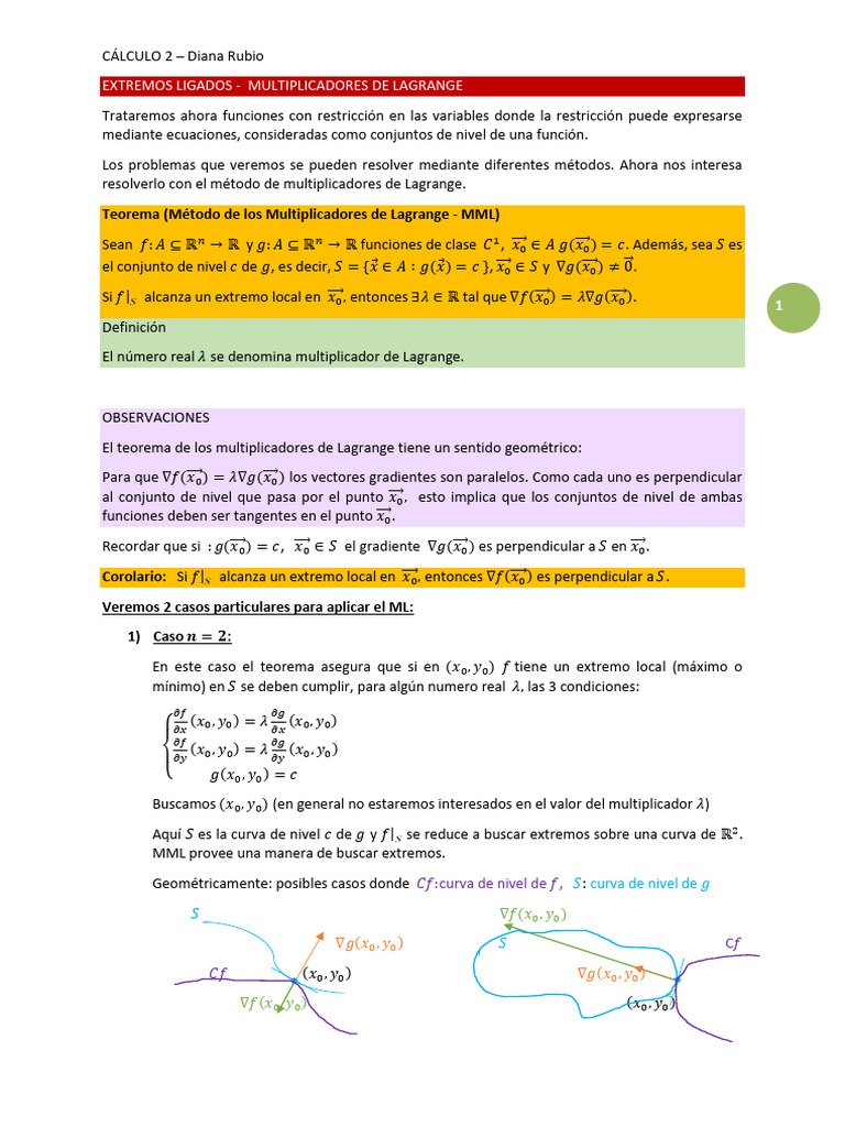 Multiplicadores de Lagrange en Cálculo | PDF | Curva | Física Matemática