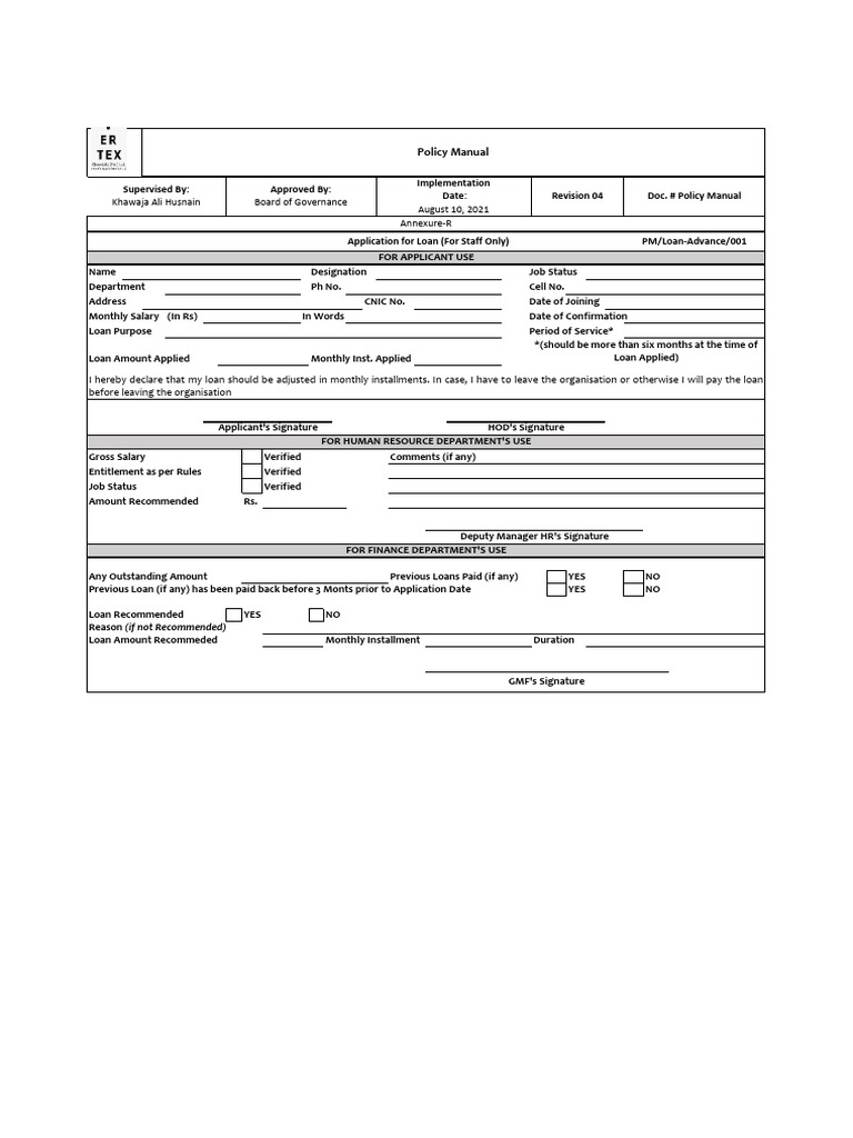 Loan Application Form Pdf Government