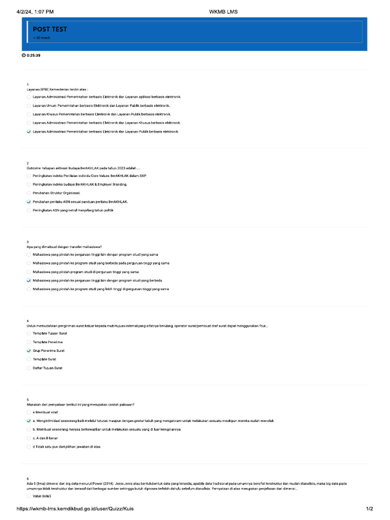 WKMB LMS Post Test | PDF | Teaching Methods & Materials | Computers