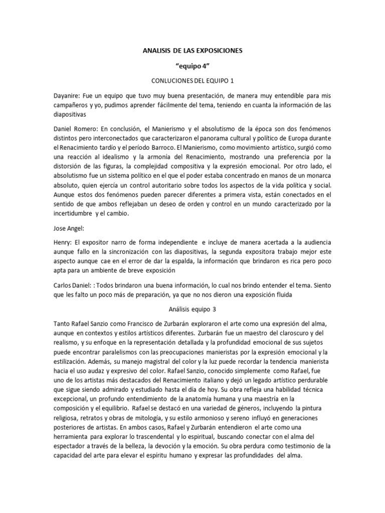 Analisis de Las Exposiciones - Equipo4 | PDF | Rafael | Renacimiento
