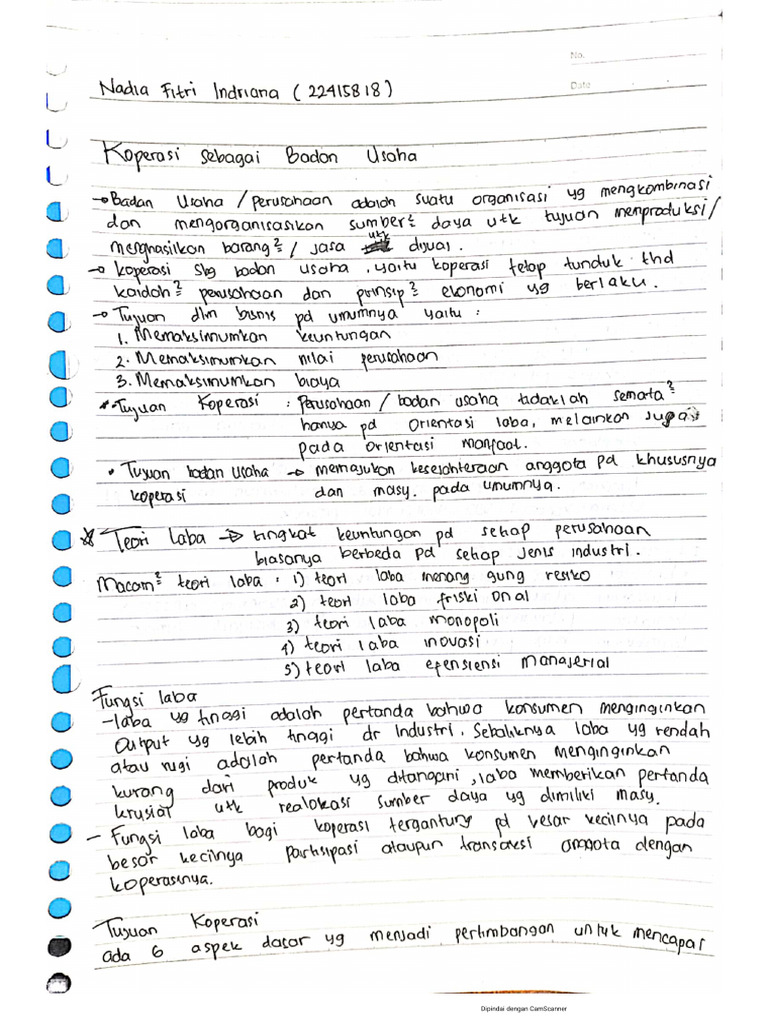 Nadia Fitri Indriana 22415818 (Resume Koperasi) | PDF