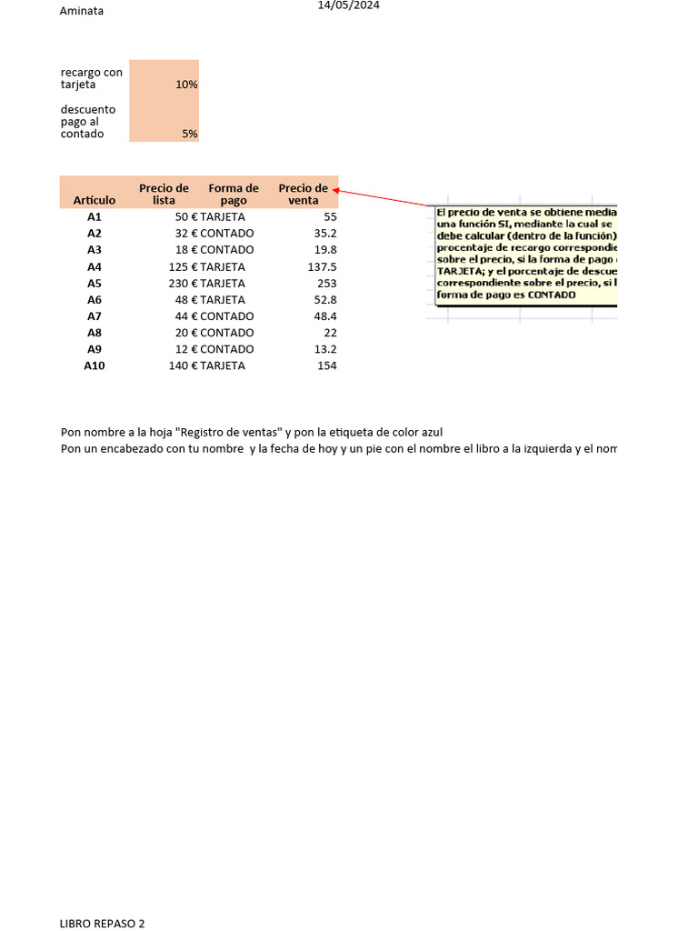Ejercicios Repaso Excel 2 | PDF