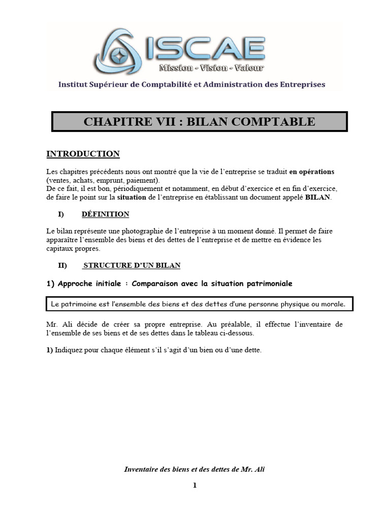 Définition et Structure du Bilan Comptable | PDF | Bilan comptable ...