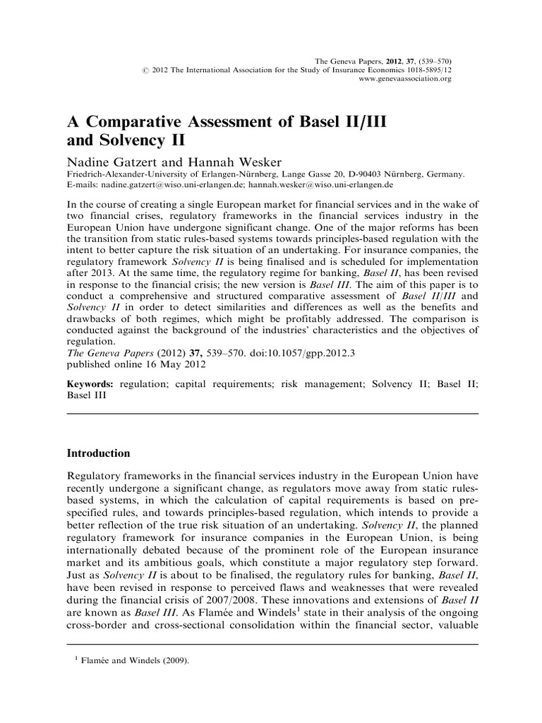 Gatzert | PDF | Basel Ii | Basel Iii