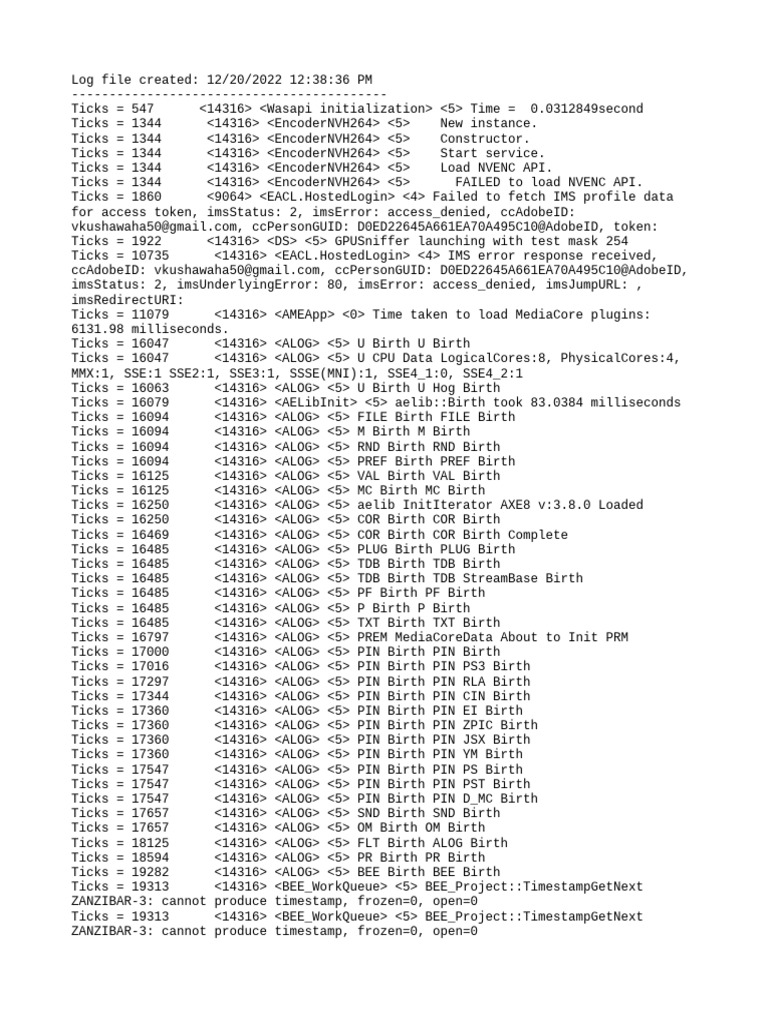 Adobe Media Encoder Log-last | PDF | X86 Architecture | Computer Architecture
